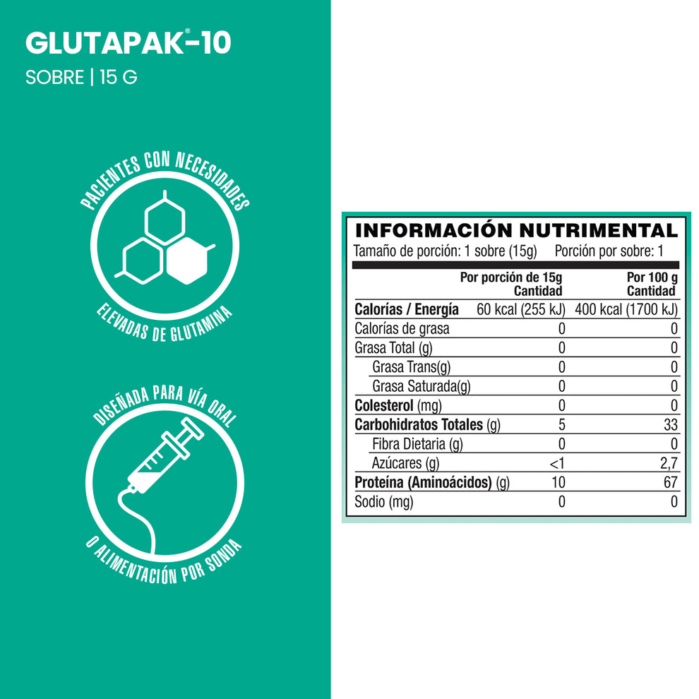 Glutapak-10, Caja con 50 sobres de 15g c/u. – Enterex México